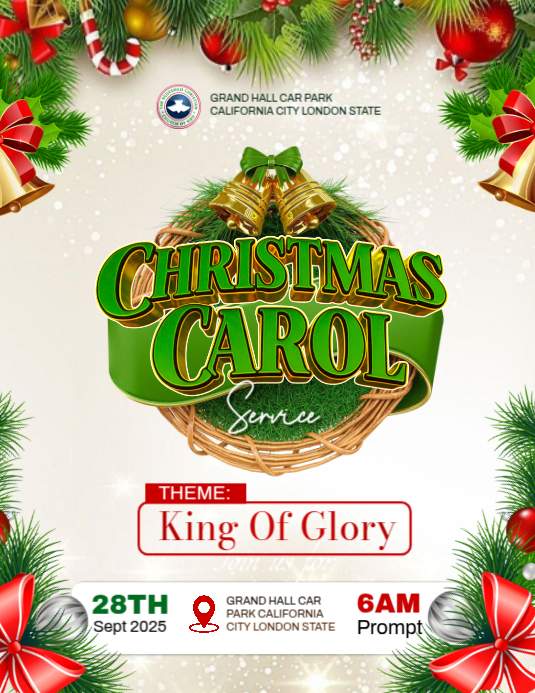 White Maximalist Christmas Carol Service Flyer (us Letter) Template ...