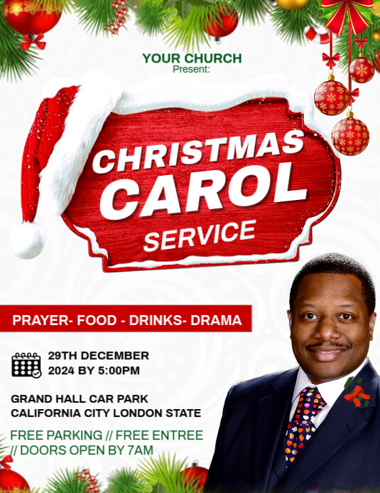 Copy of White Maximalist Christmas Carol Service Invitation Template ...