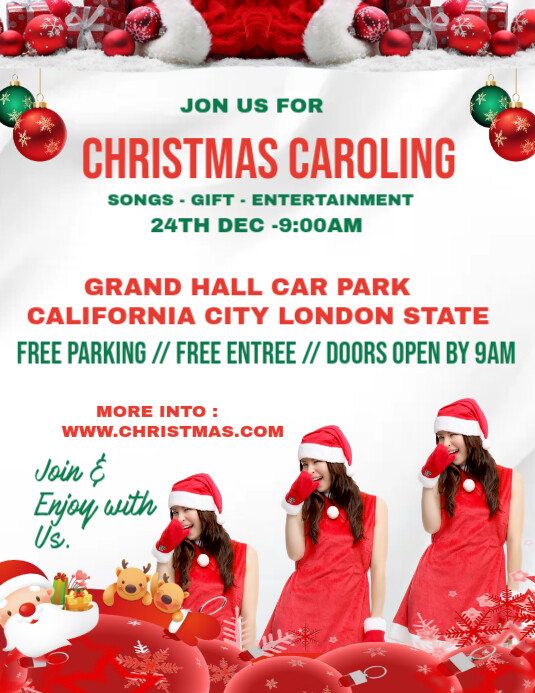 Copy of White Maximalist Christmas Caroling Invitation Template Flyer ...