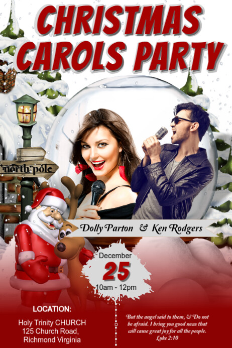 Copy of White Maximalist Christmas Carols Party Invite Poster ...