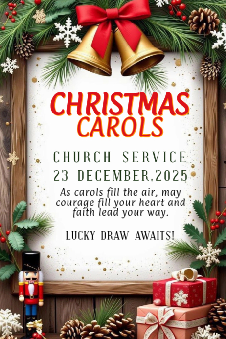 White Maximalist Christmas Carols Poster Template | PosterMyWall