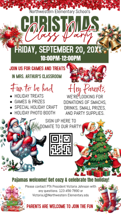 White Maximalist Christmas Class Holiday Party Invitation Instagram ...