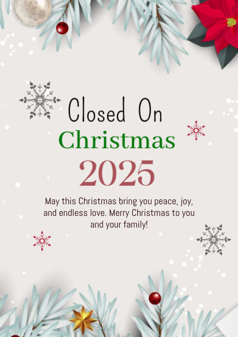 Copy of White Maximalist Christmas Closed A4 | PosterMyWall