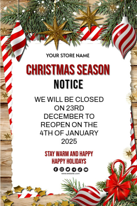 White Maximalist Christmas Closed Notice Poster Template | PosterMyWall