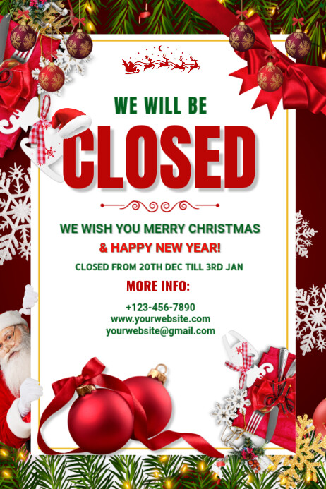 Copy of White Maximalist Christmas Closed Poster | PosterMyWall