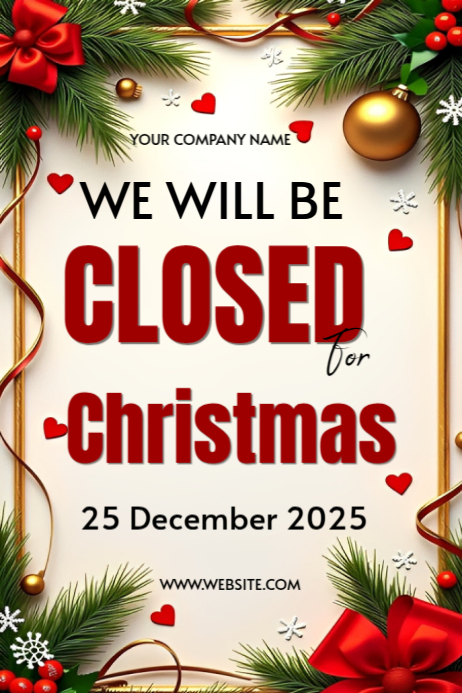 White Maximalist Christmas Closed Sign Poster Template | PosterMyWall