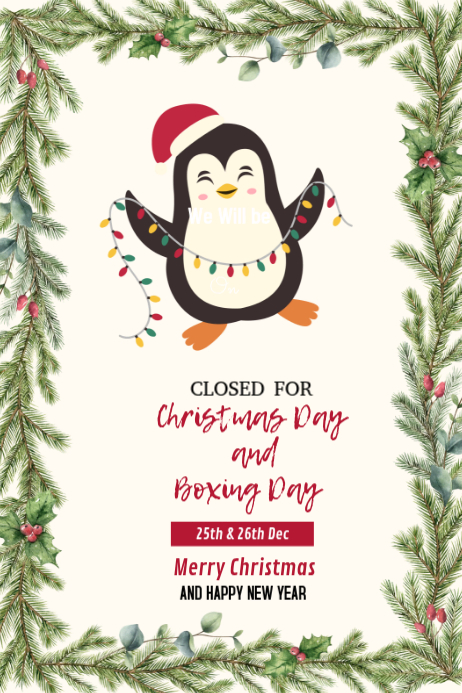Plantilla de White Maximalist Christmas Closure Notice 2025 Poster ...