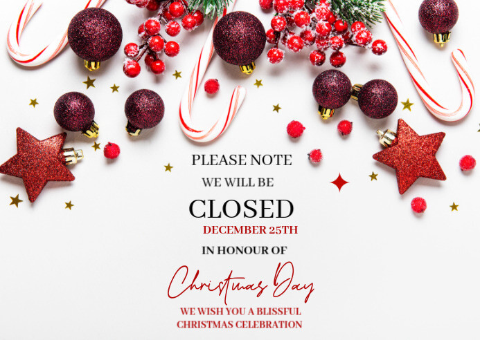 Copy of White Maximalist Christmas Closure Notice Postcard | PosterMyWall