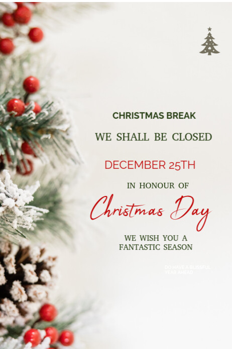 White Maximalist Christmas Closure Poster Template | PosterMyWall