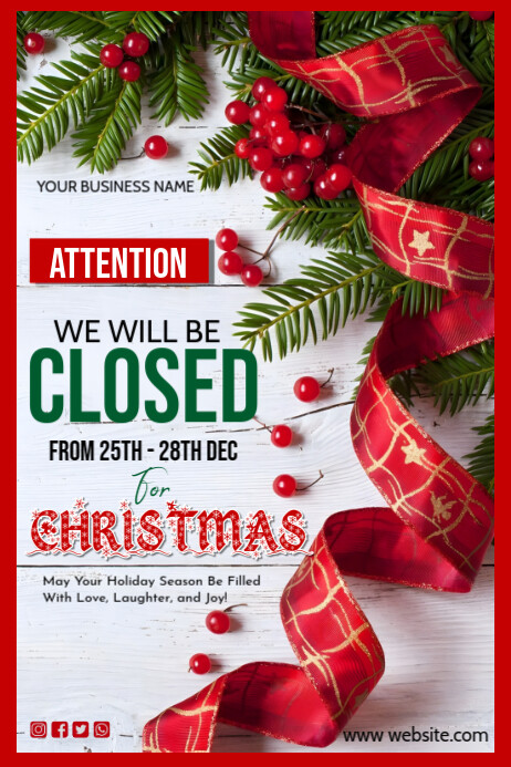 Copy of White Maximalist Christmas Closure Poster | PosterMyWall