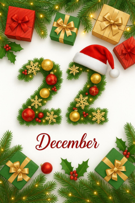 White Maximalist Christmas Countdown December 22 Poster Template ...