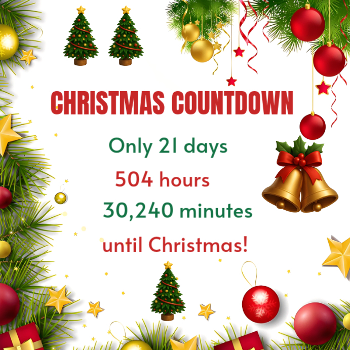 White Maximalist Christmas Countdown Instagram Post Template | PosterMyWall