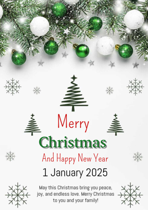 White Maximalist Christmas Day A4 Template | PosterMyWall