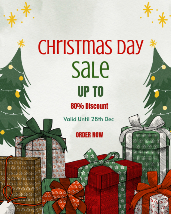 White Maximalist Christmas Day Sale Instagram Portrait Template ...