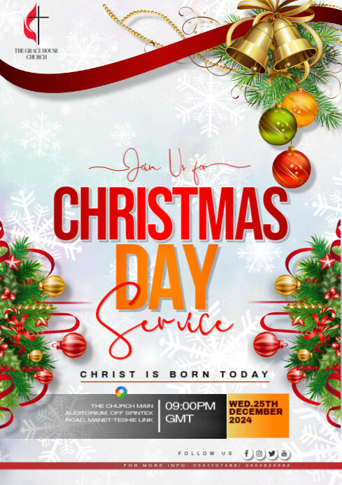 Copy of White Maximalist Christmas Day Service Flyer Template A4 ...