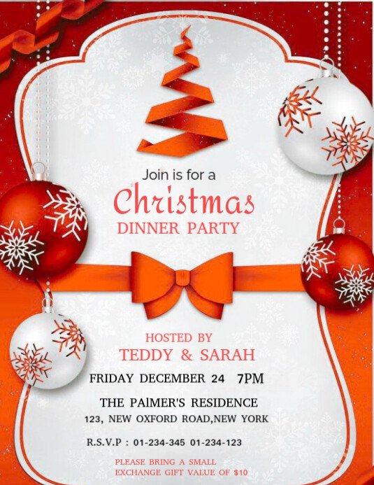 White Maximalist Christmas Dinner Flyer (us Letter) Template | PosterMyWall