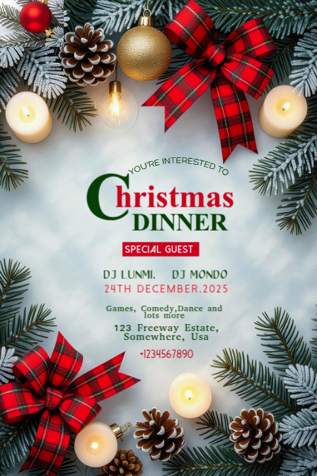 Plantilla de White Maximalist Christmas Dinner Party Invitation Banner ...