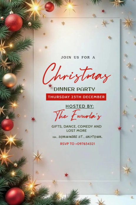 White Maximalist Christmas Dinner Party Invitation Banner 4' × 6 ...