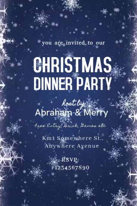 White Maximalist Christmas Dinner Party Invite Banner 4' × 6' Template ...