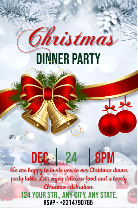 White Maximalist Christmas Dinner Poster Template | PosterMyWall