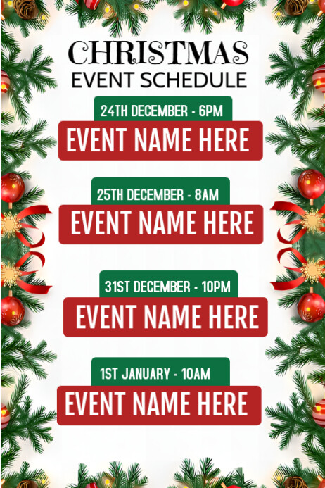 Plantilla de White Maximalist Christmas Event Schedule Poster ...