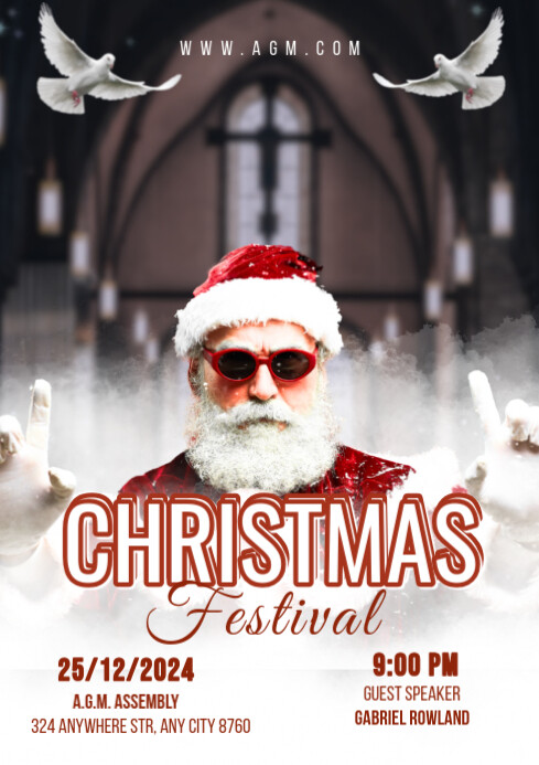 White Maximalist Christmas Festival Modern Flyer A4 Template | PosterMyWall
