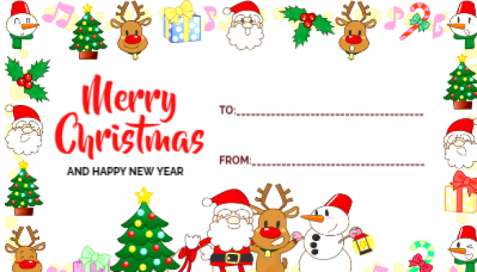 White Maximalist Christmas Gift Card Business Card Template | PosterMyWall