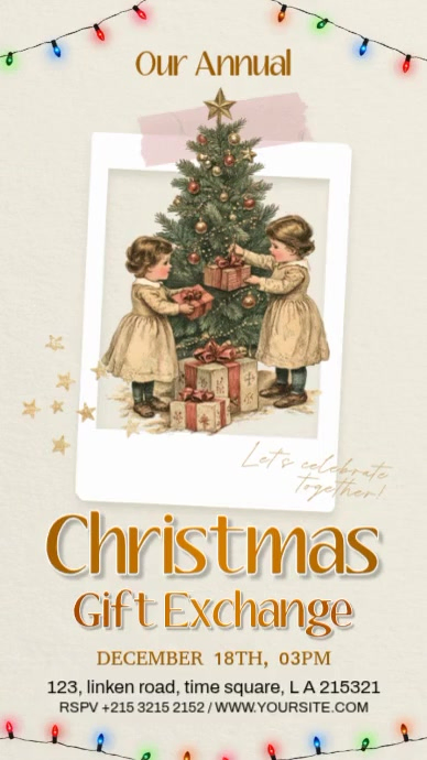White Maximalist Christmas Gift Exchange Digital Display (9:16 ...