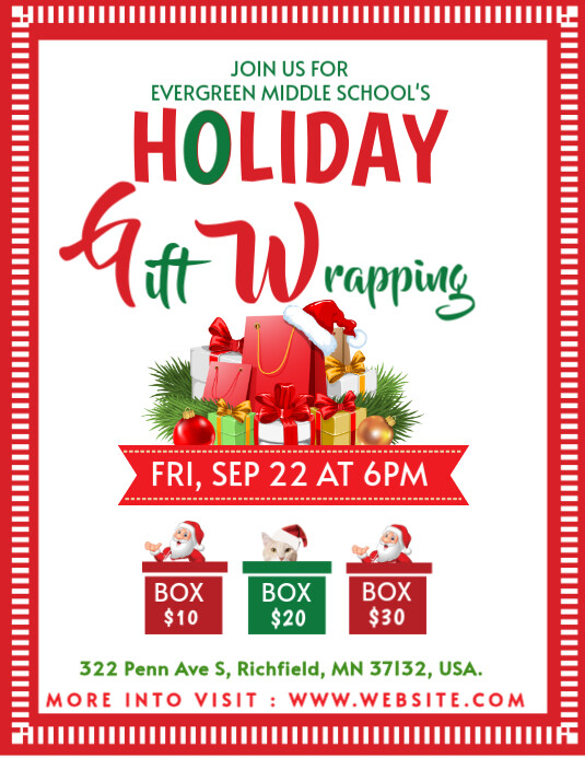 White Maximalist Christmas Gift Wrapping Flyer (us Letter) Template ...