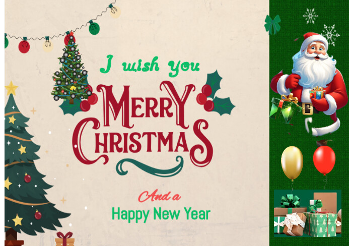 White Maximalist Christmas Greeting Card A5 Template | PosterMyWall