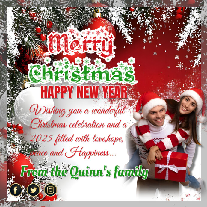 White Maximalist Christmas Greetings Card Template Instagram Post ...