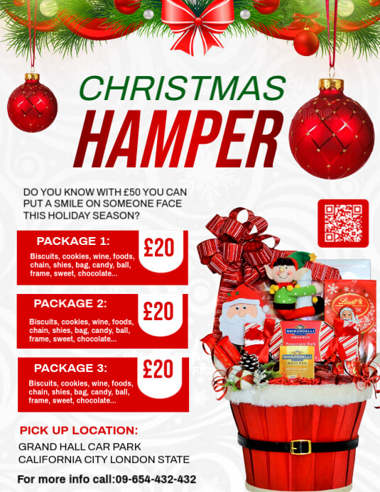 White Maximalist Christmas Hamper Promotion Template Flyer (us Letter ...