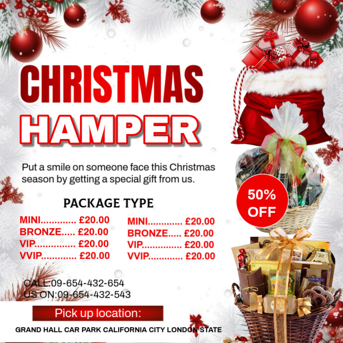 Copy of White Maximalist Christmas Hamper Sale Template Design ...