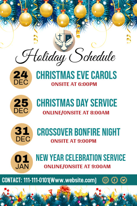 Copy of White Maximalist Christmas Holiday Schedule Poster | PosterMyWall
