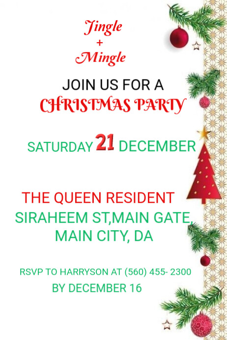White Maximalist Christmas Jingle And Mingle Poster Template | PosterMyWall