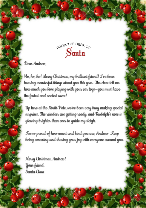 White Maximalist Christmas Letter A3 Template | PosterMyWall