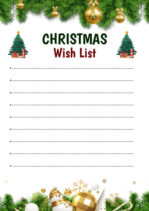 White Maximalist Christmas List A4 Template | PosterMyWall