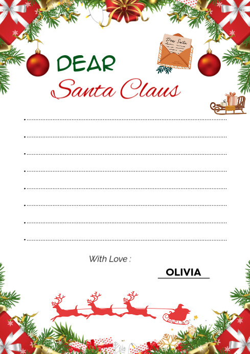 White Maximalist Christmas List A4 Template | PosterMyWall