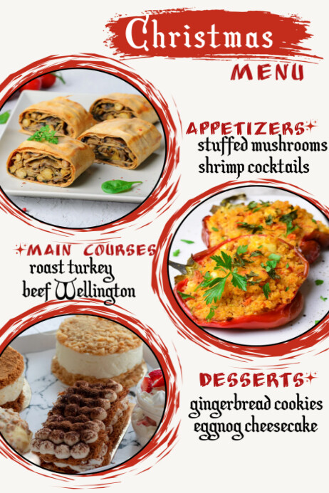 White Maximalist Christmas Menu/ Eggnog Banner 4' × 6' Template ...