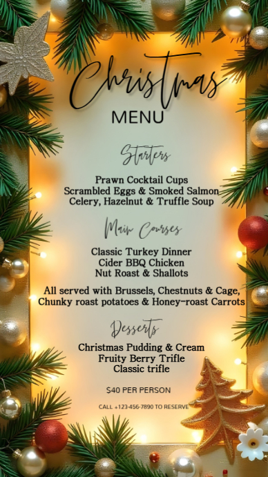 White Maximalist Christmas Menu Instagram Story Template | PosterMyWall