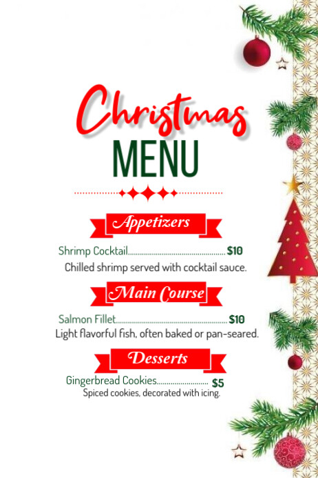 White Maximalist Christmas Menu Poster Template | PosterMyWall