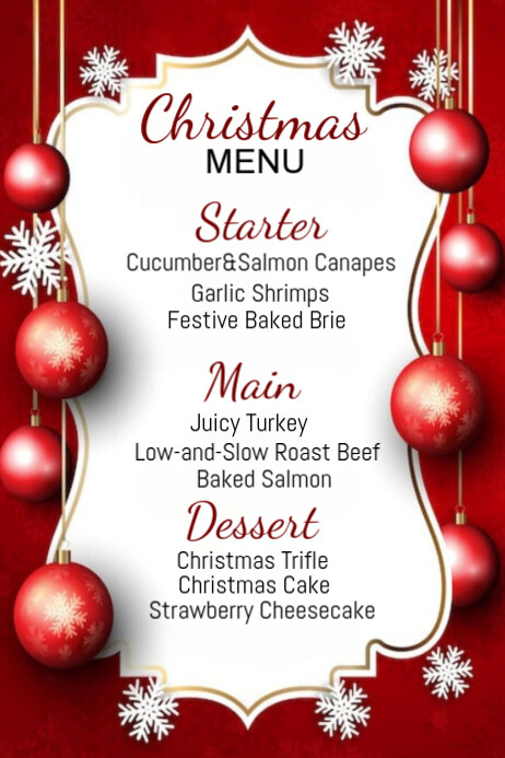 White Maximalist Christmas Menu Poster Template | PosterMyWall