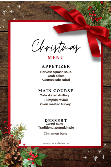 White Maximalist Christmas Menu Red Green Poster Template | PosterMyWall