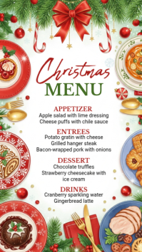 White Maximalist Christmas Menu Template Instagram Story | PosterMyWall