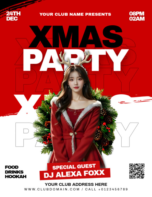 White Maximalist Christmas Party Flyer Flyer (us Letter) Template ...