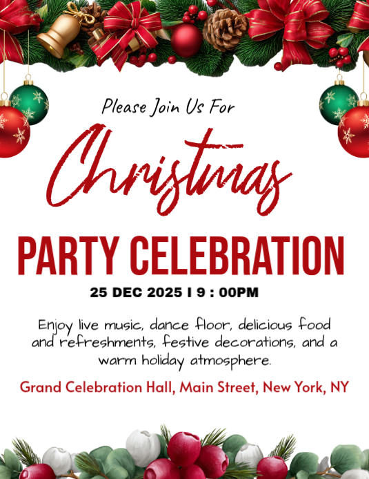 White Maximalist Christmas Party Invitation Flyers Flyer (us Letter ...
