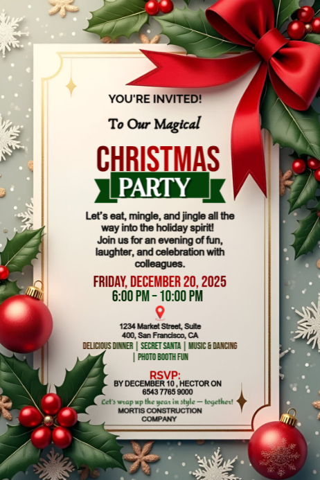 White Maximalist Christmas Party Poster Template | PosterMyWall
