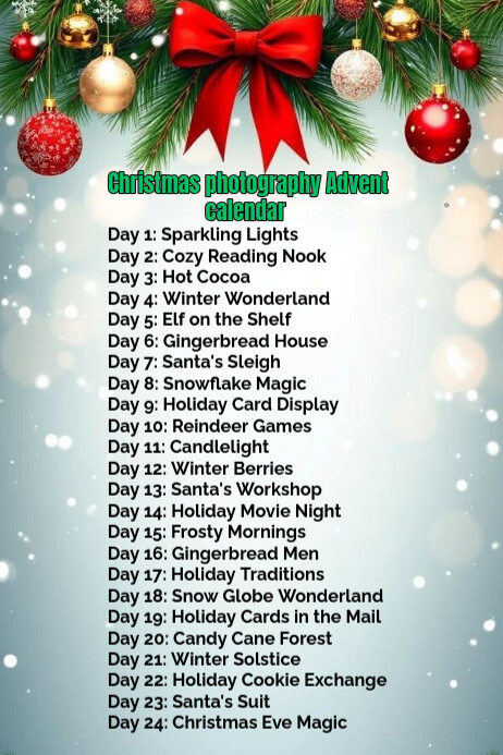 White Maximalist Christmas Photography Advent Calendar Poster Template ...