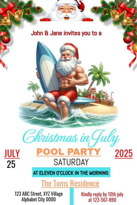 Copy of White Maximalist Christmas Pool Party Poster | PosterMyWall