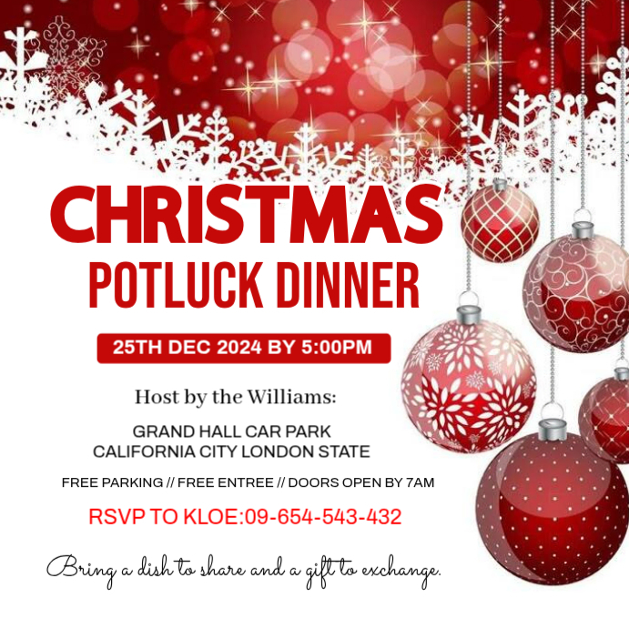 White Maximalist Christmas Potluck Dinner Invitation Instagram Post ...